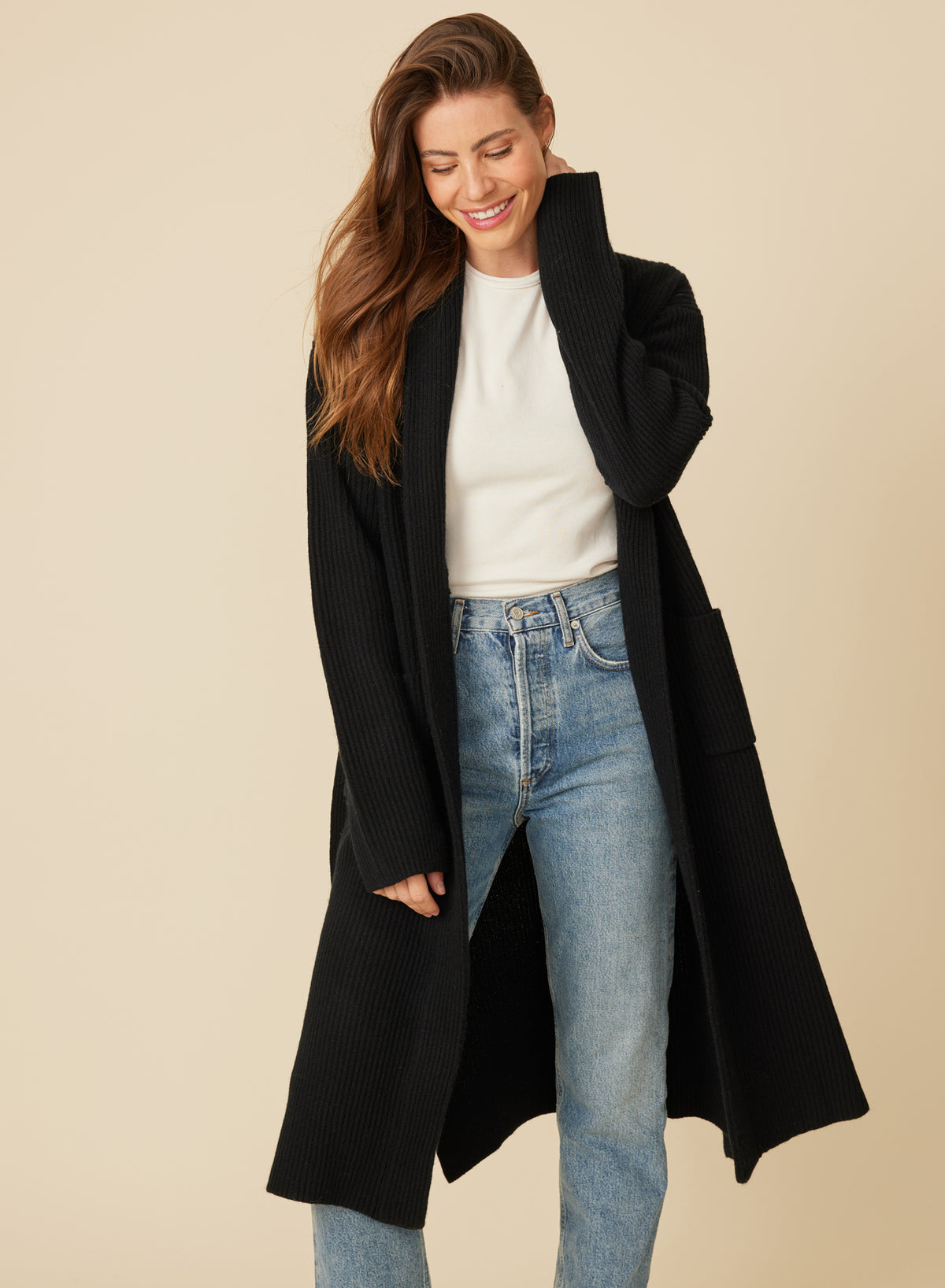 Sawyer Ribbed Coat - Black – One Grey Day