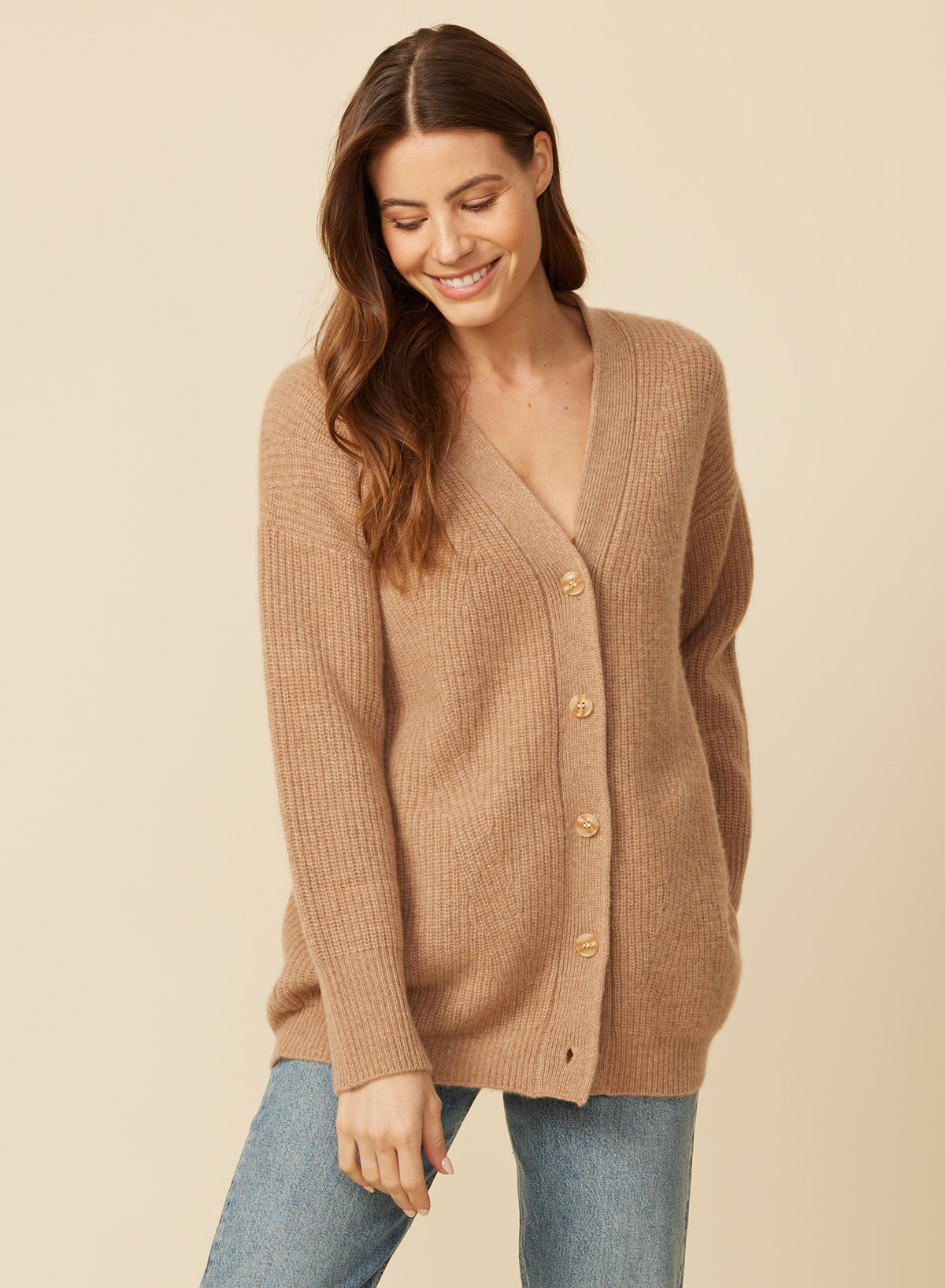 Newport Cashmere Cardigan - Camel – One Grey Day